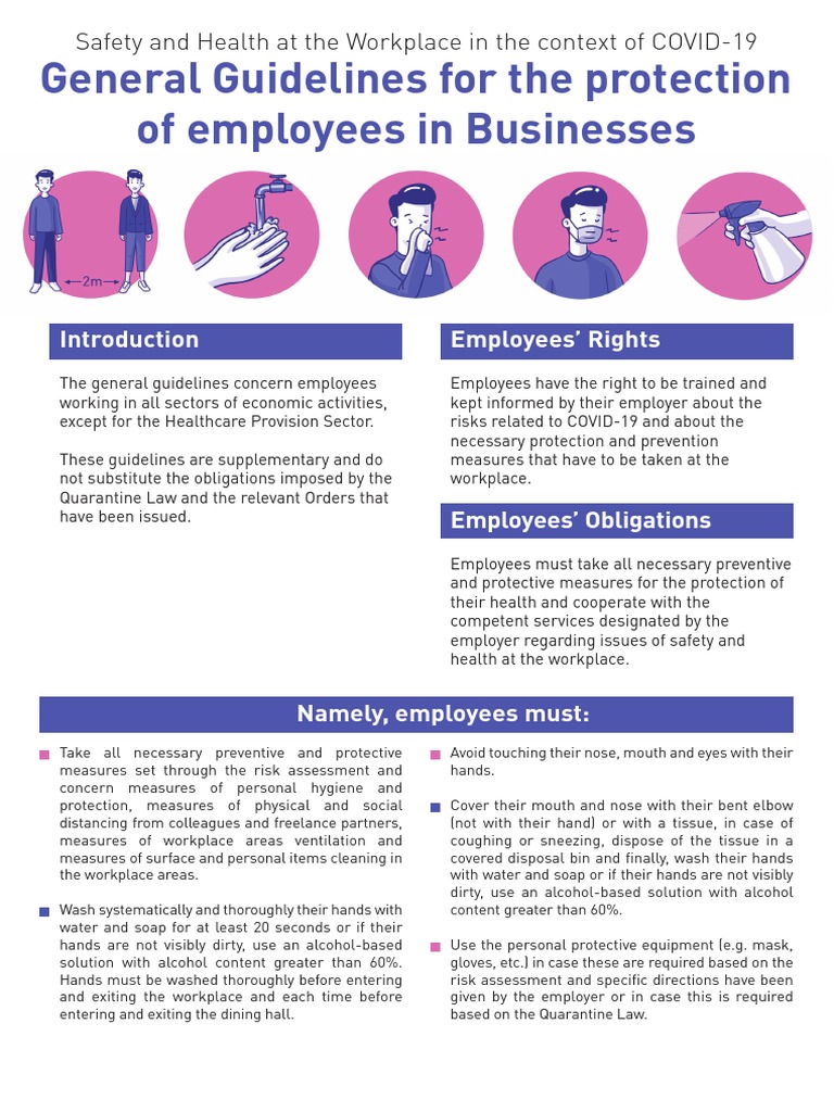 General Guidelines For The Protection of Employees in Businesses COVID ...