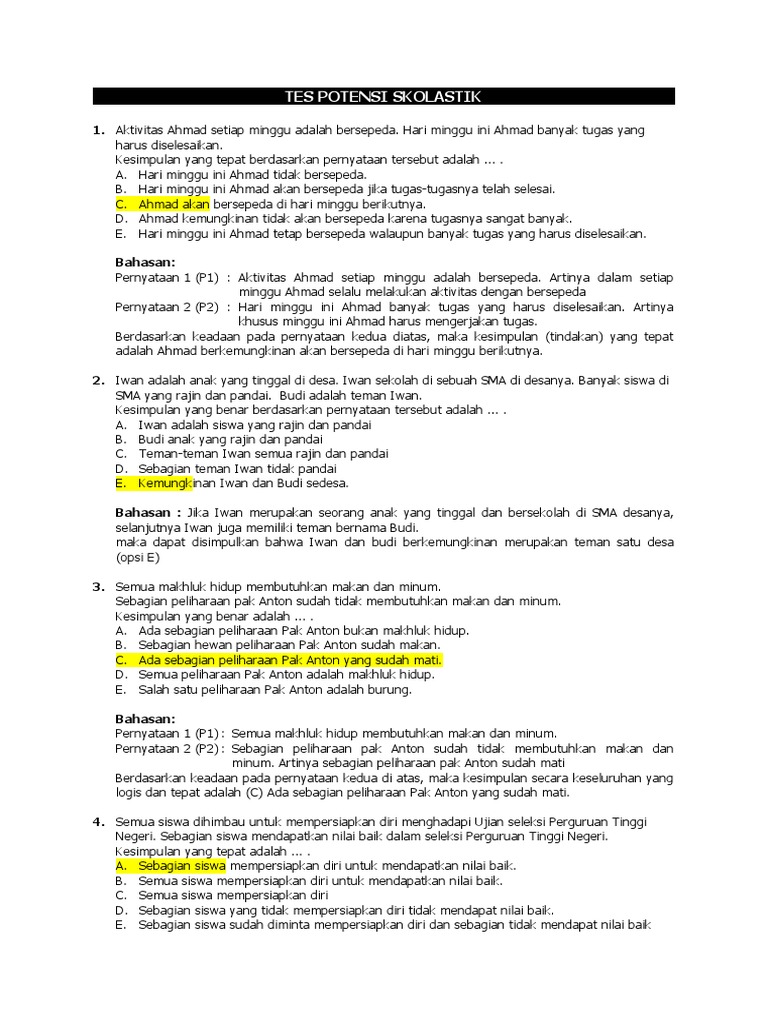 Tiu 2 Matematika (Kunci) | PDF