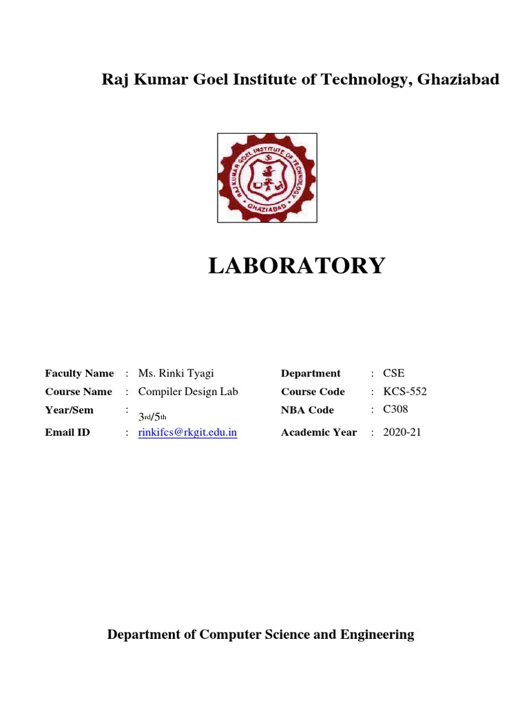 Cdlab Manual 2020-21 Updated | PDF | Parsing | Compiler