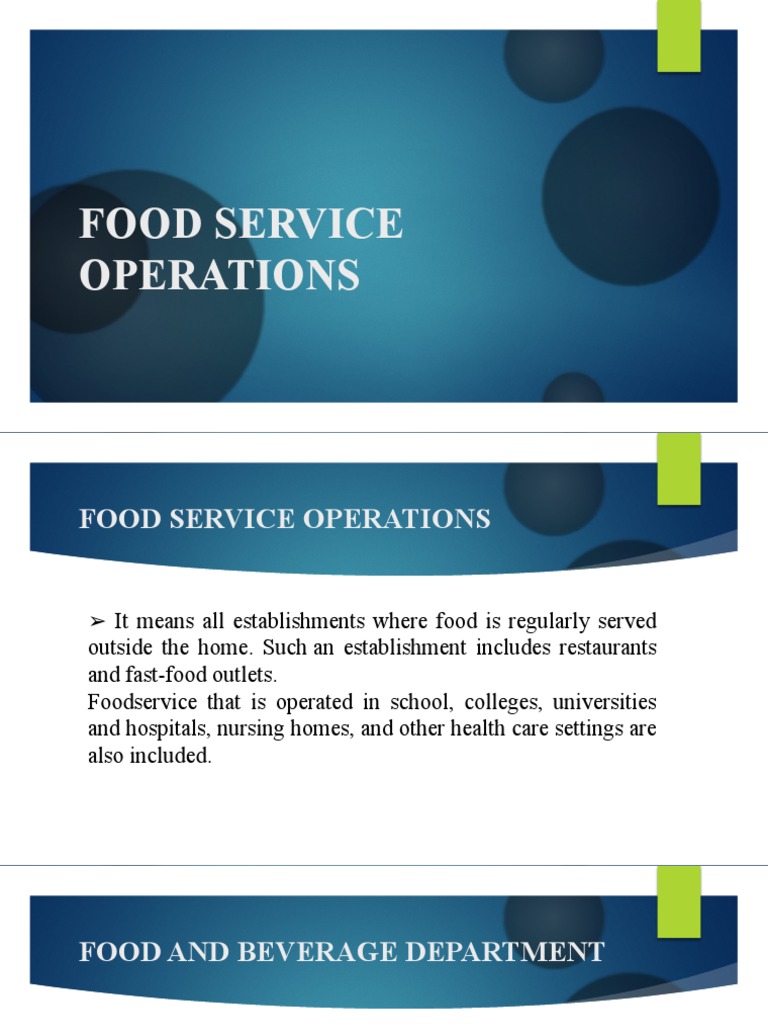 Food Service Operations Overview | PDF | Waiting Staff | Restaurants