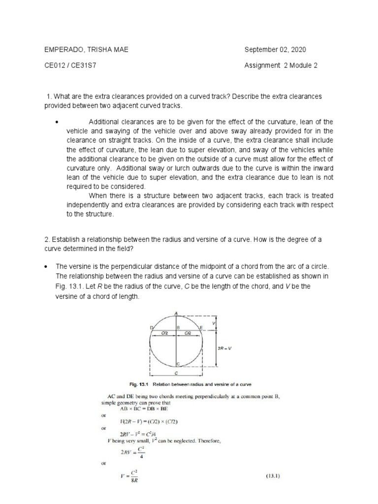 Curved Track Clearances and Geometry | PDF