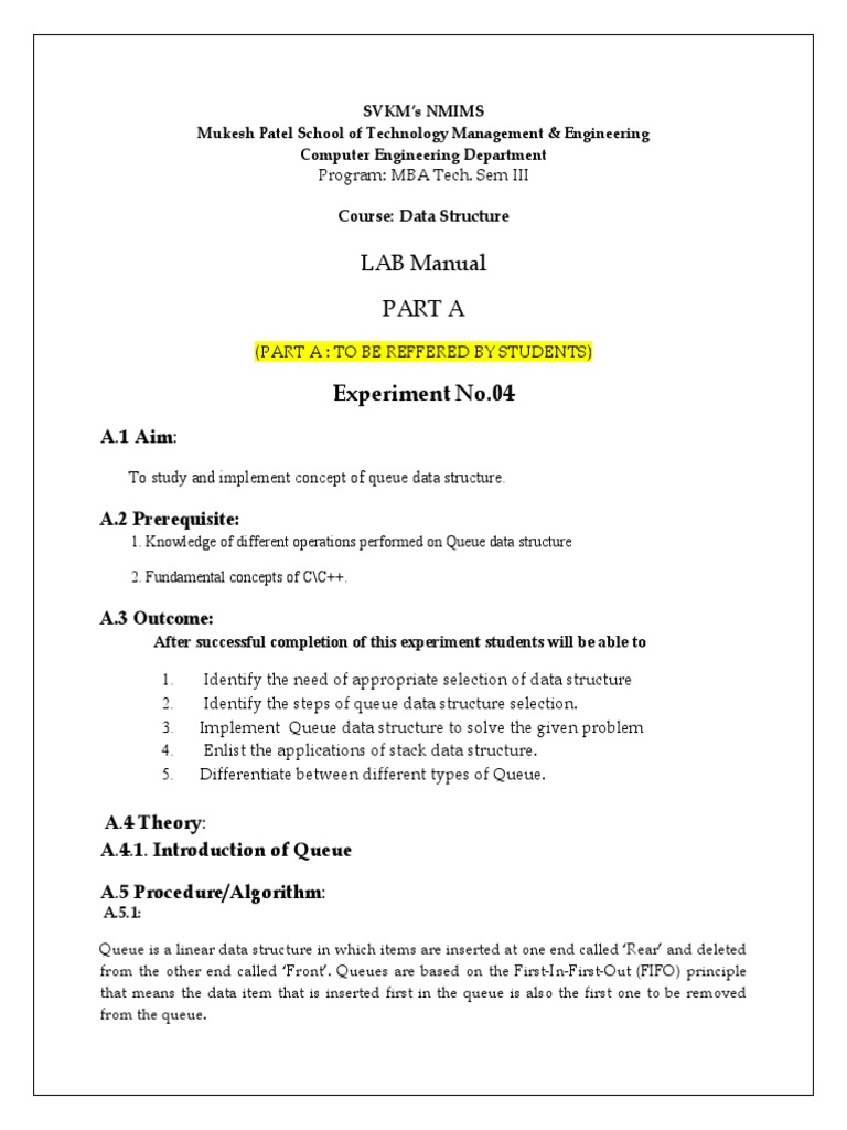 Experiment 3 DS | PDF | Queue (Abstract Data Type) | Computer Engineering