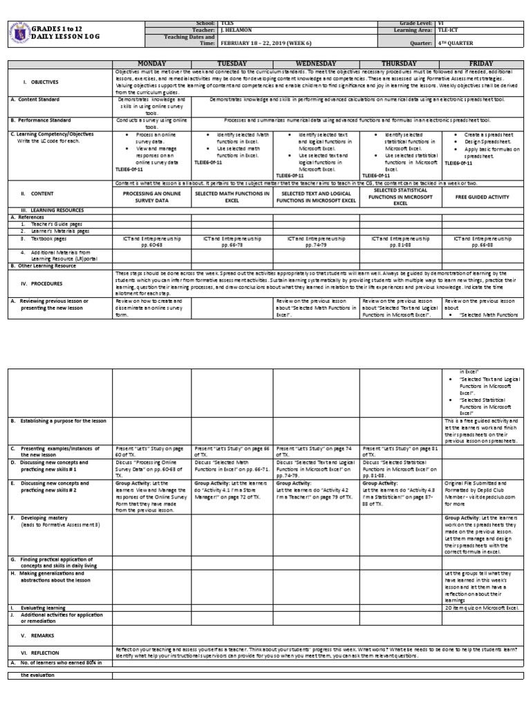 DLL in Tle Week7 | PDF | Educational Technology | Spreadsheet