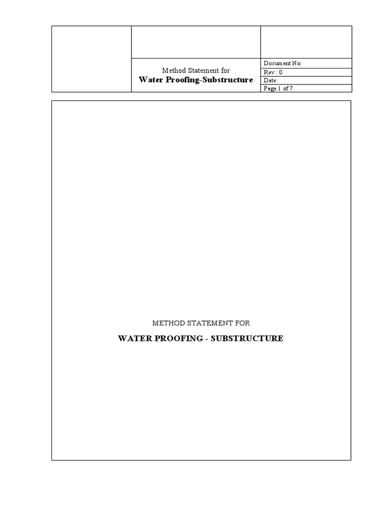 Waterproofing Method Statement for Substructure | PDF | Personal ...