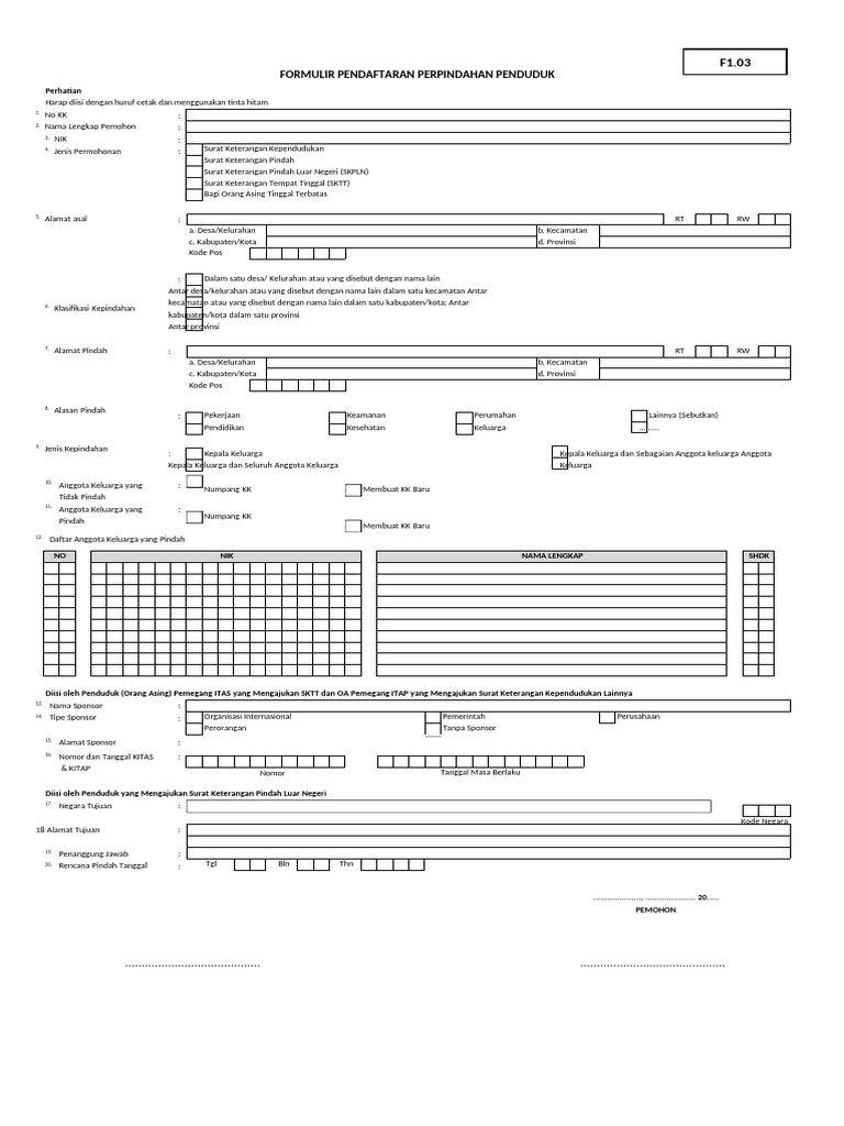 Formulir f1 03. | PDF