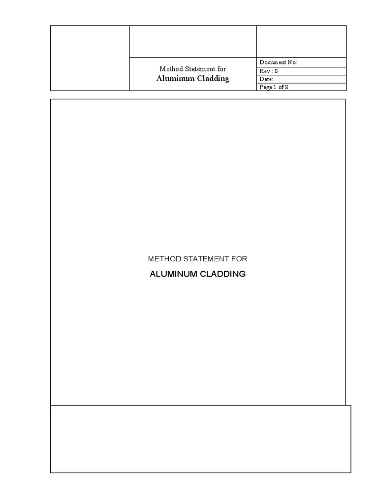 Method Statement For Aluminum Cladding Installation Pdf Personal