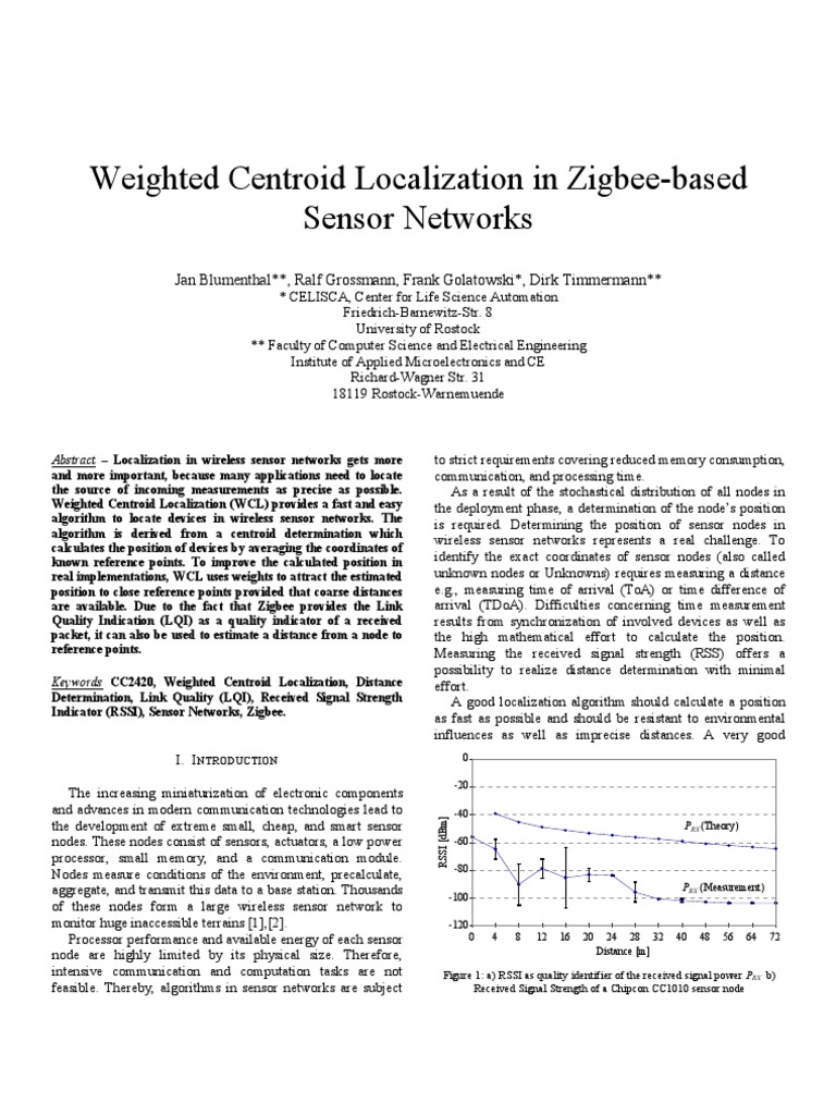 Weighted Centroid Localization in Zigbee-Based Sensor Networks | PDF | Wireless Sensor Network ...