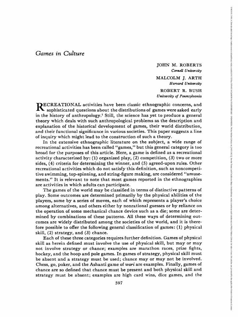 American Anthropologist - August 1959 - ROBERTS - Games in Culture ...