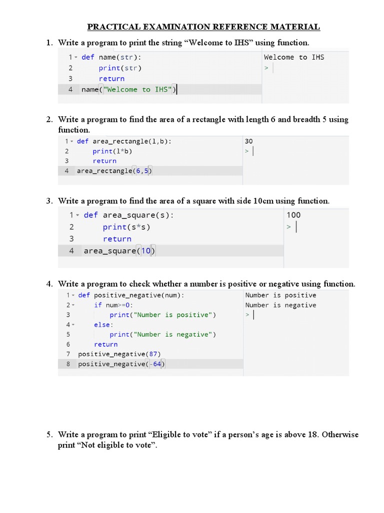 Practical Examination Reference Material-Python | PDF