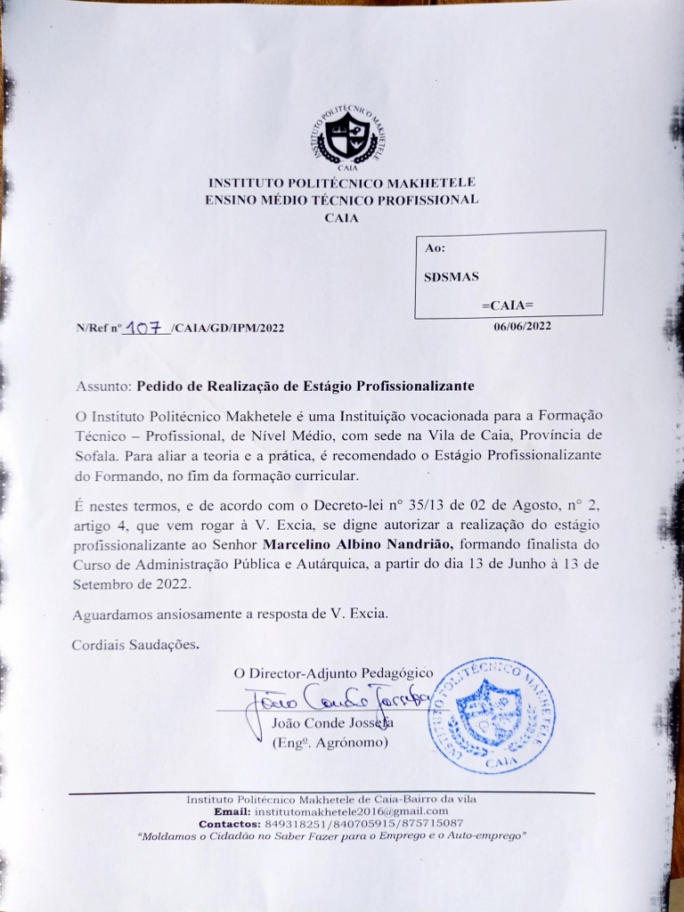 Carta de Pedido de Estágio | PDF