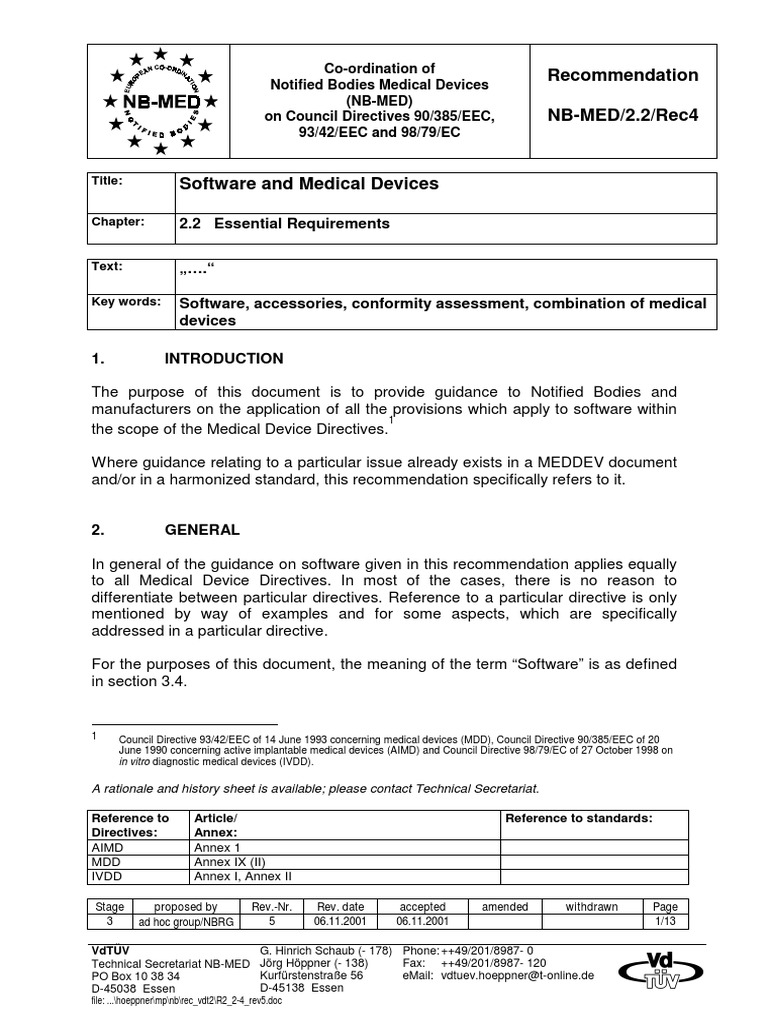NB-MED - 2.2 - Rec - 4-2010 Software and Medical Devices | PDF ...