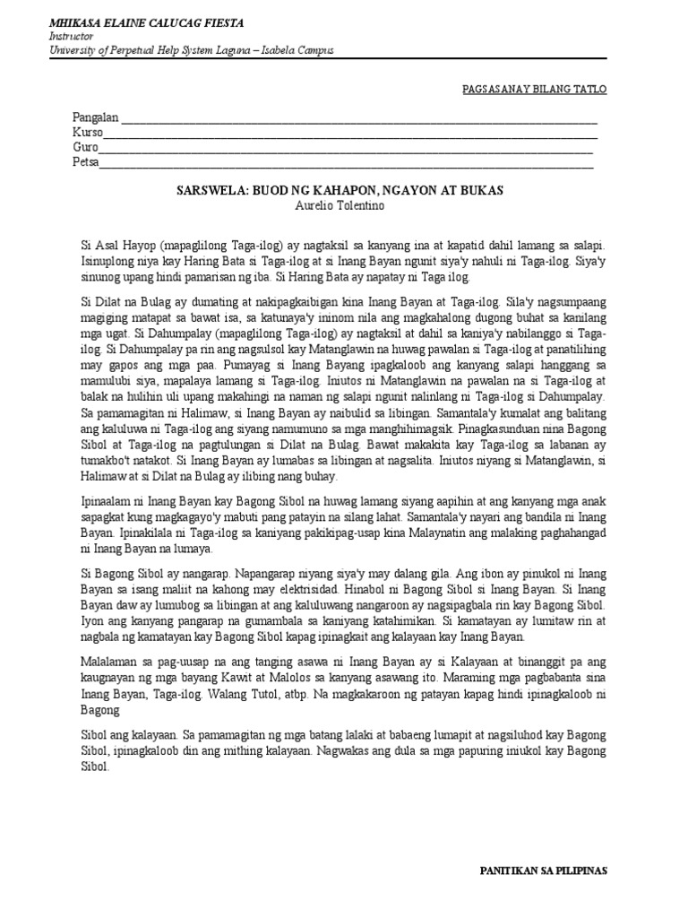 Pagsasanay Bilang 3 - Rehiyon Iii | PDF