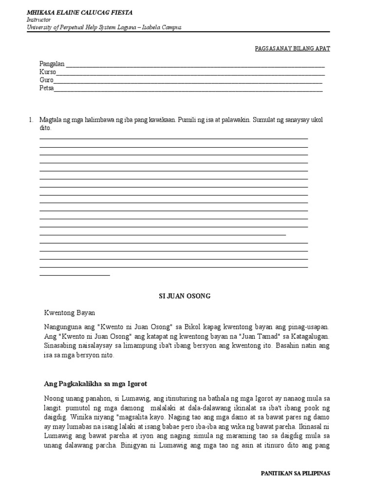Pagsasanay Bilang 4 - Rehiyon V | PDF