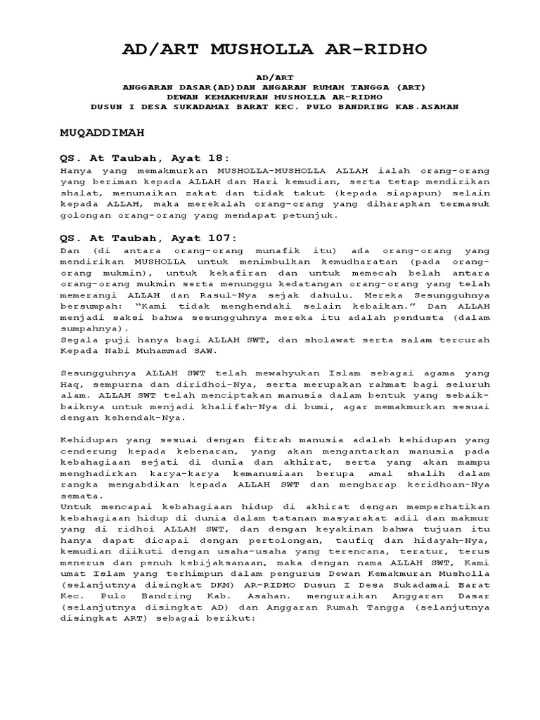Ad Art Ar Ridho | PDF | Agama & Spiritualitas