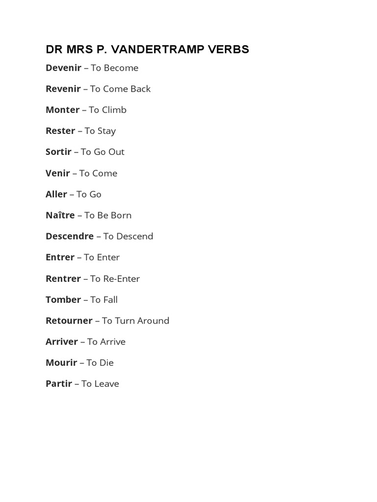 DR Mrs P. Vandertramp Verbs | PDF | Cooking, Food & Wine | Wellness