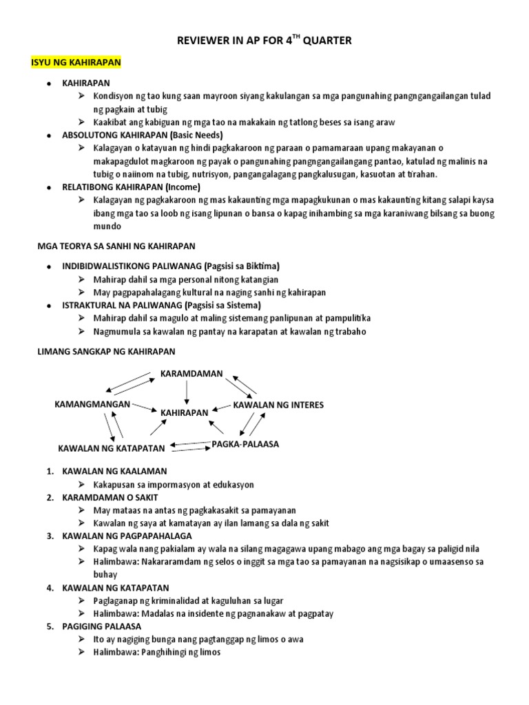 Ap Reviewer 4TH Quarter | PDF