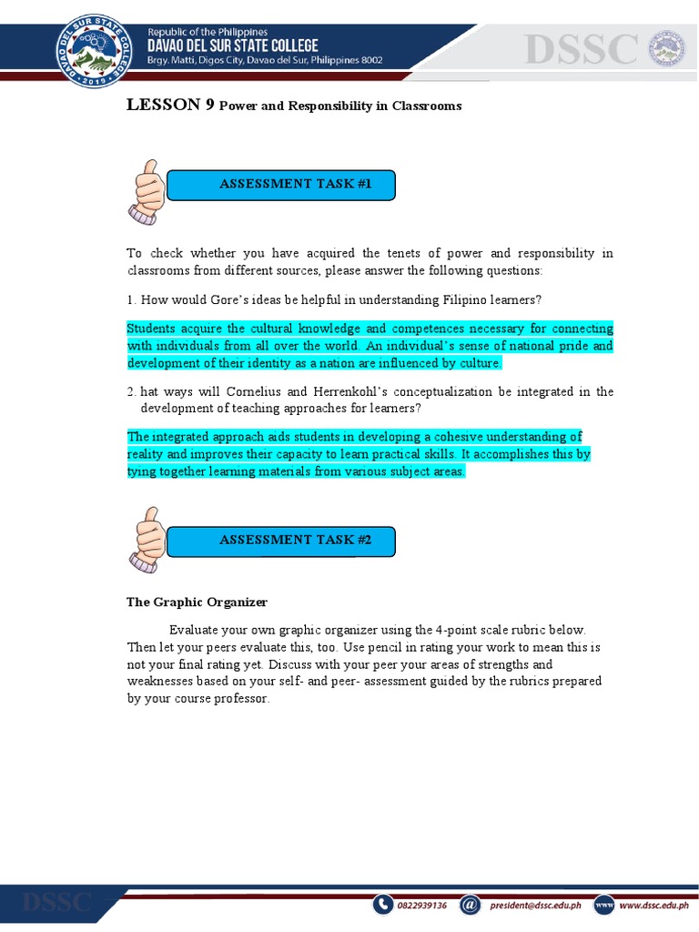 Power and Responsibility in Classrooms | PDF | Educational Assessment ...