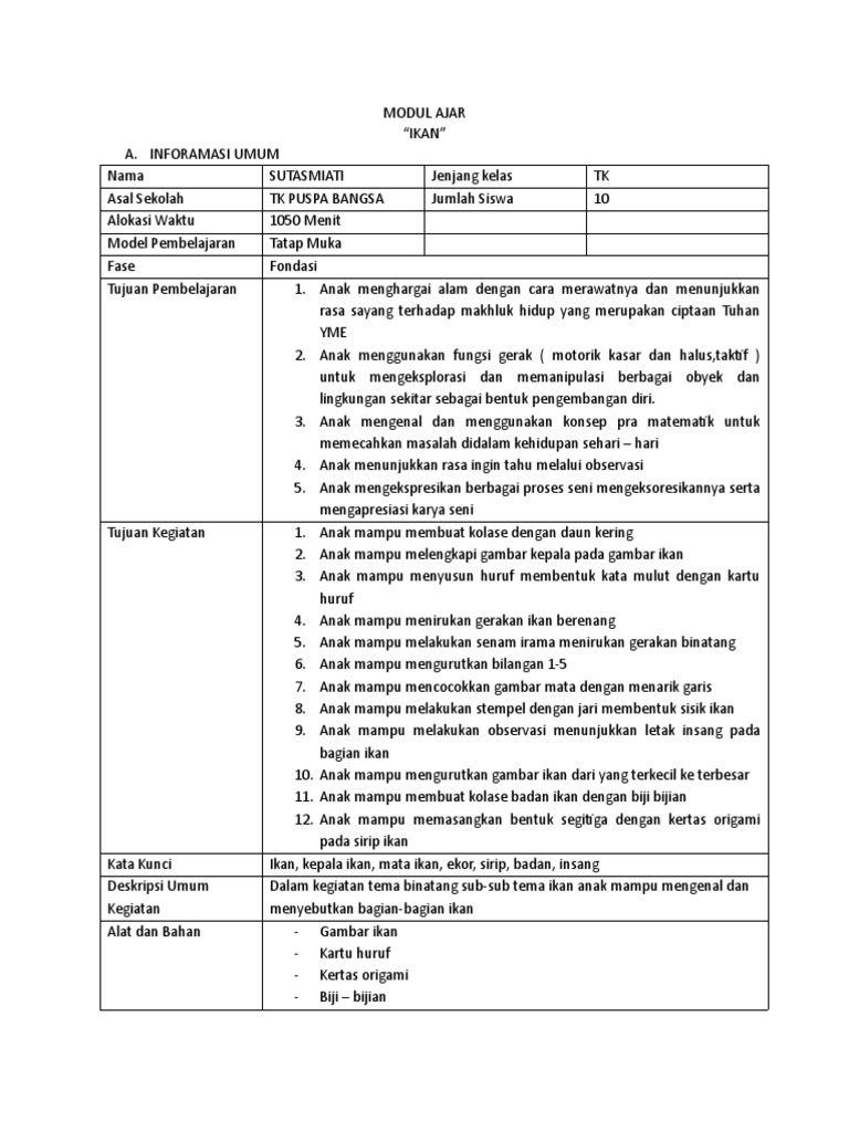 Format Modul Ajar Revisi | PDF