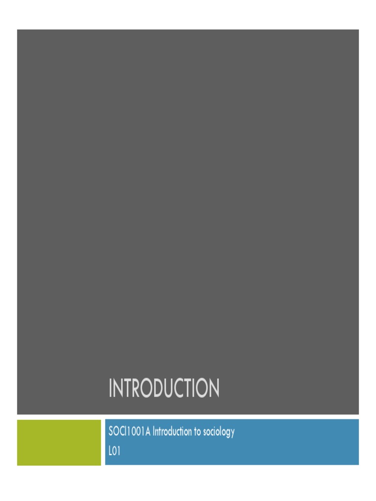 SOCI1001A L01 Introduction | PDF | Sociology | Society