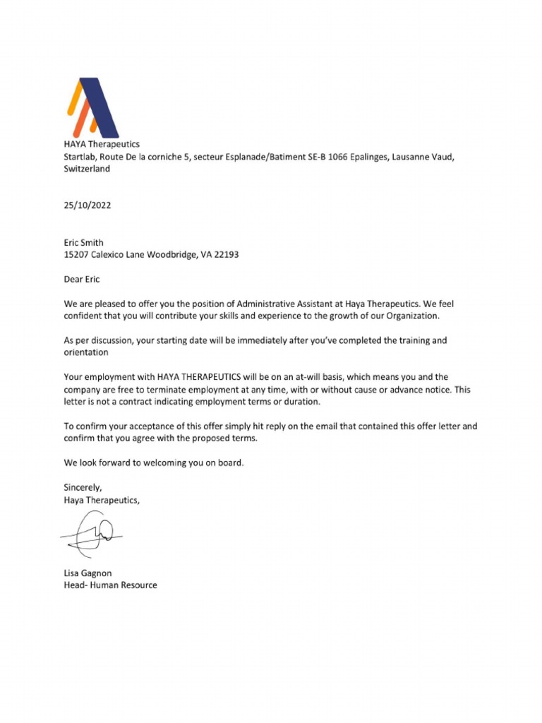 Employment Offer Letter | PDF