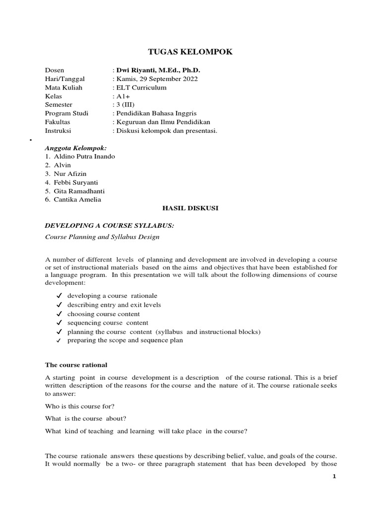 ELT Curriculum Course Design Guide | PDF | Teaching Method | Learning