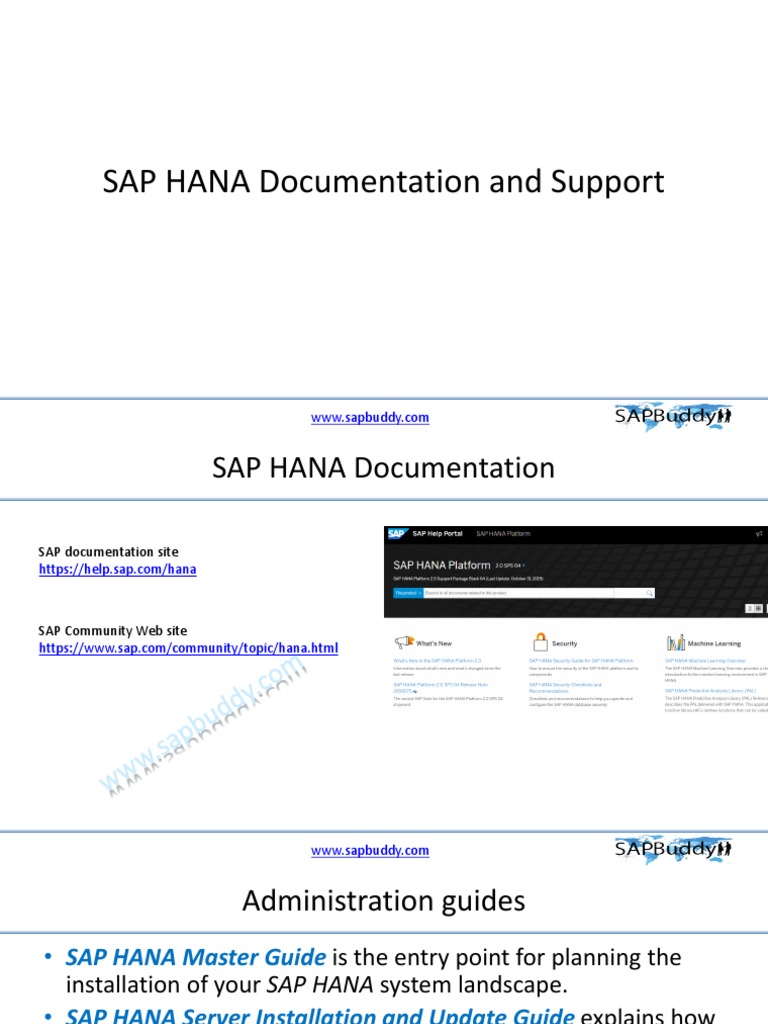 Sap Hana Documentation And Support Pdf Scalability Software