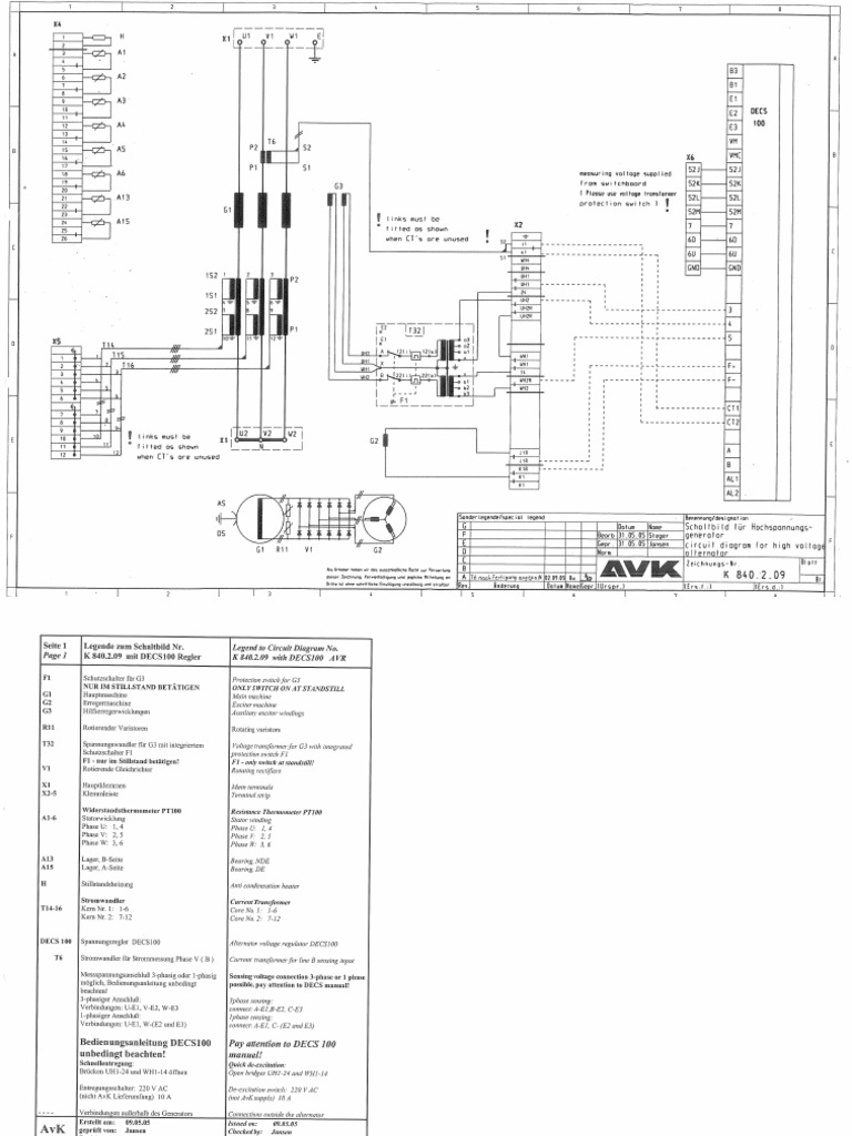 AVK Gen With DECS100 AVR Diagram | PDF
