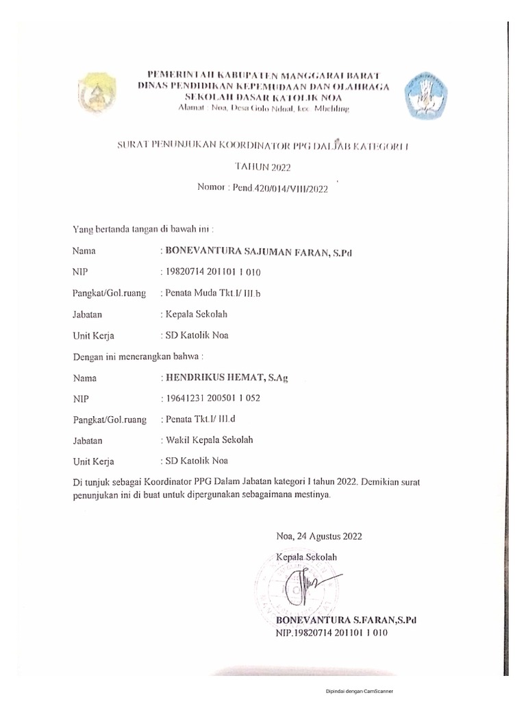 Surat Penunjukan Koordinator | PDF