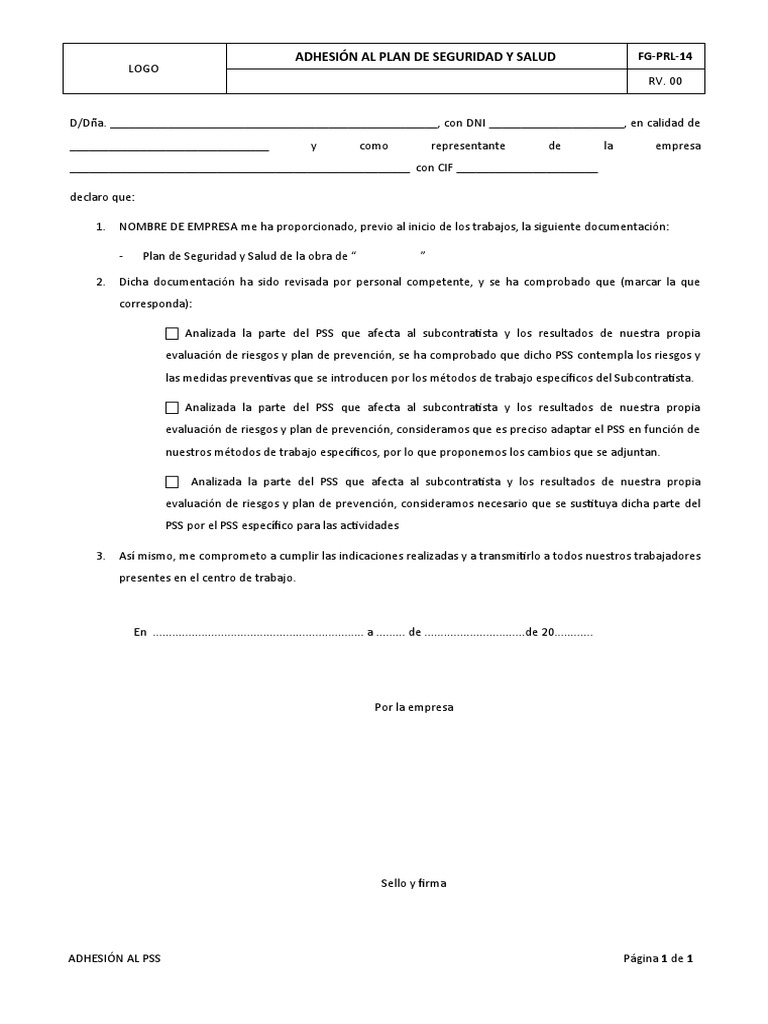 FG-PRL-14 - Adhesión Al PSS | PDF