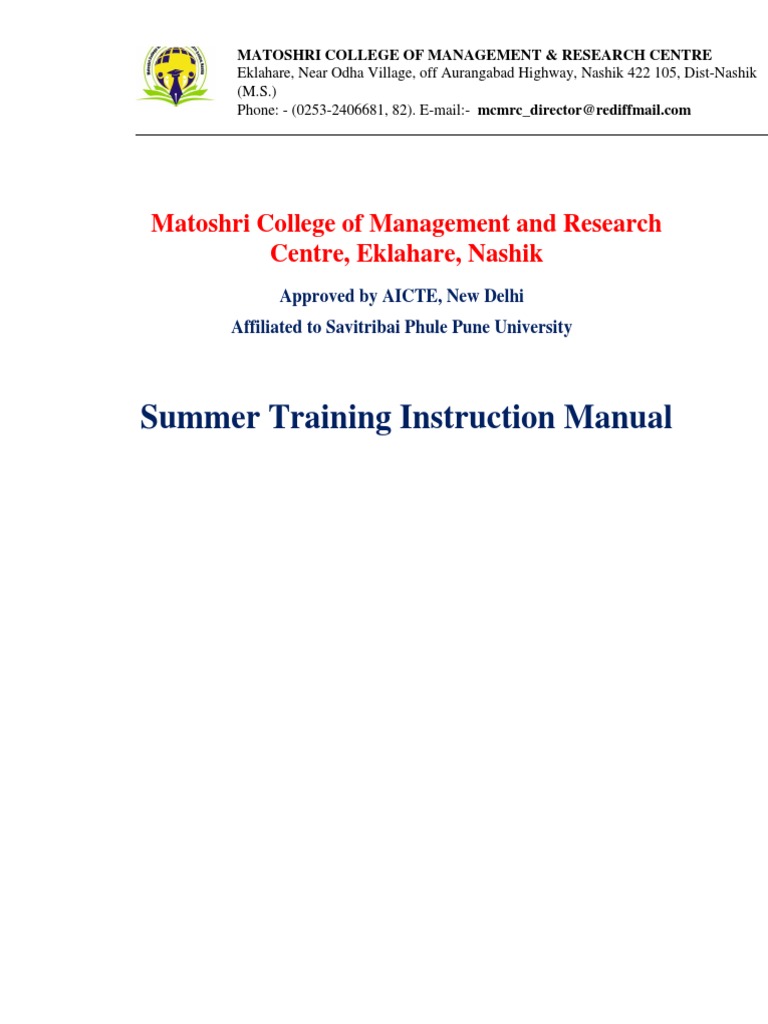 Final Summer Internship Manual | PDF