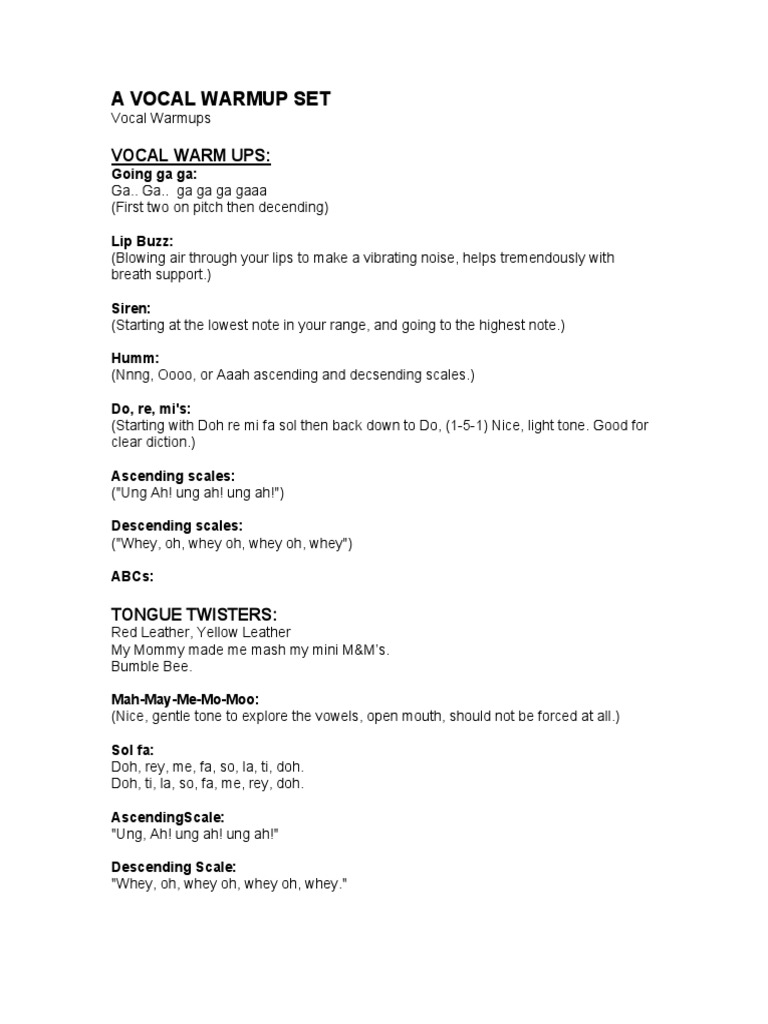 A Vocal Warmup Set | PDF