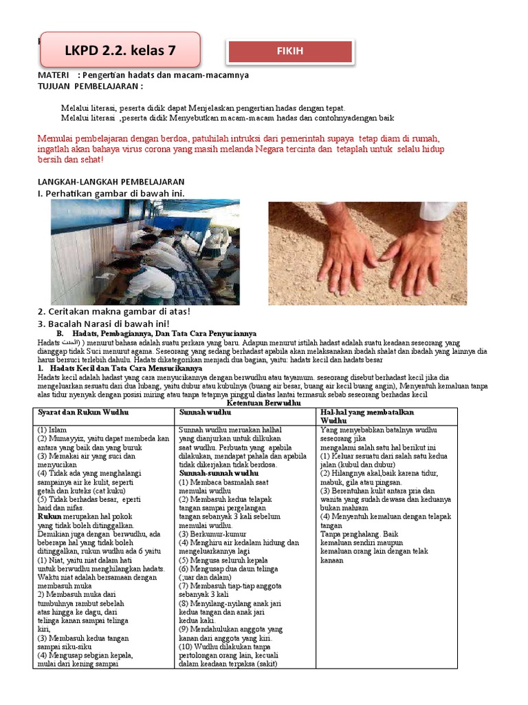 LKPD Fikih 2.2. KLS 7 | PDF