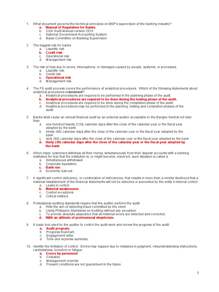 Auditing And Assurance Principles Specialized Industries Module 5 8 And Banking Pdf