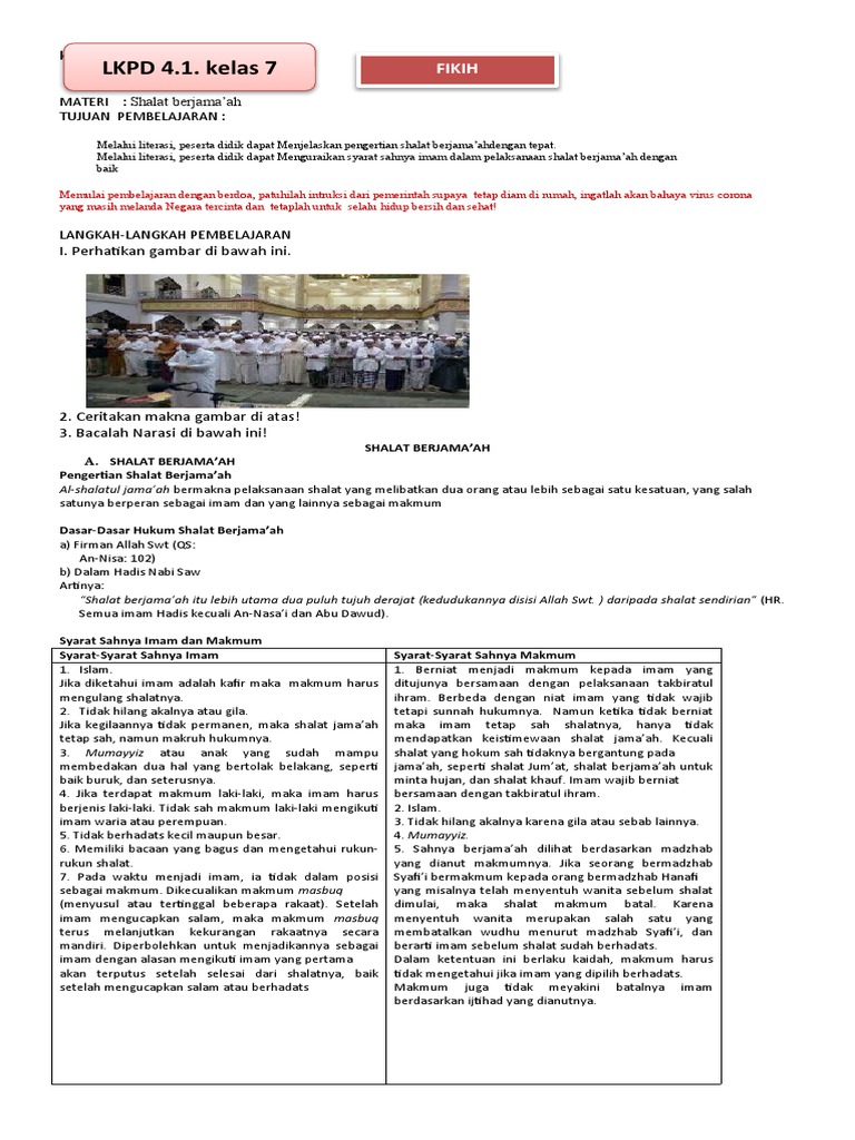 LKPD Fikih 4.1. KLS 7 | PDF