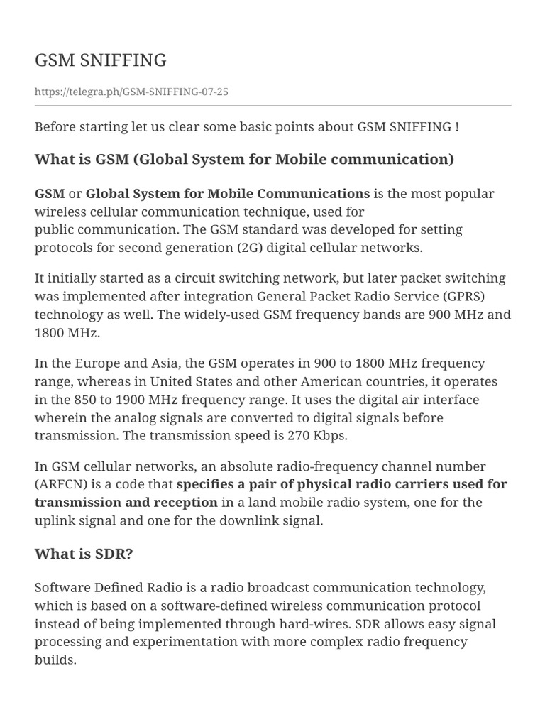 GSM Sniffing - Telegraph+ | PDF | Software Defined Radio | Wireless