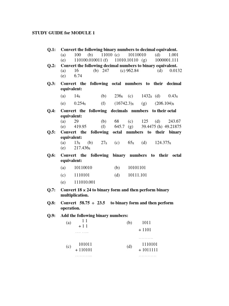 SGM1 Binary Numbers | PDF | Computers