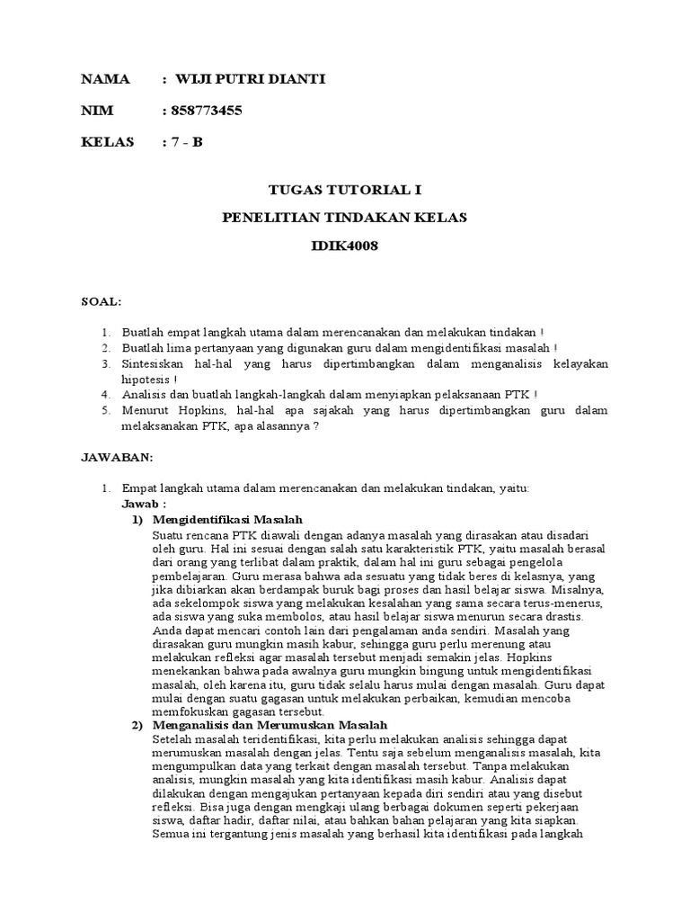 Tugas Tutorial I PTK - Wiji Putri Dianti - 858773455 | PDF