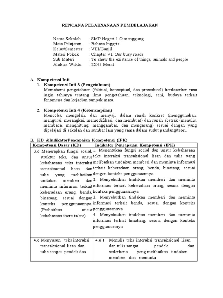 RPP There Is There Are | PDF | Karier & Perkembangan | Seni & Disiplin Bahasa