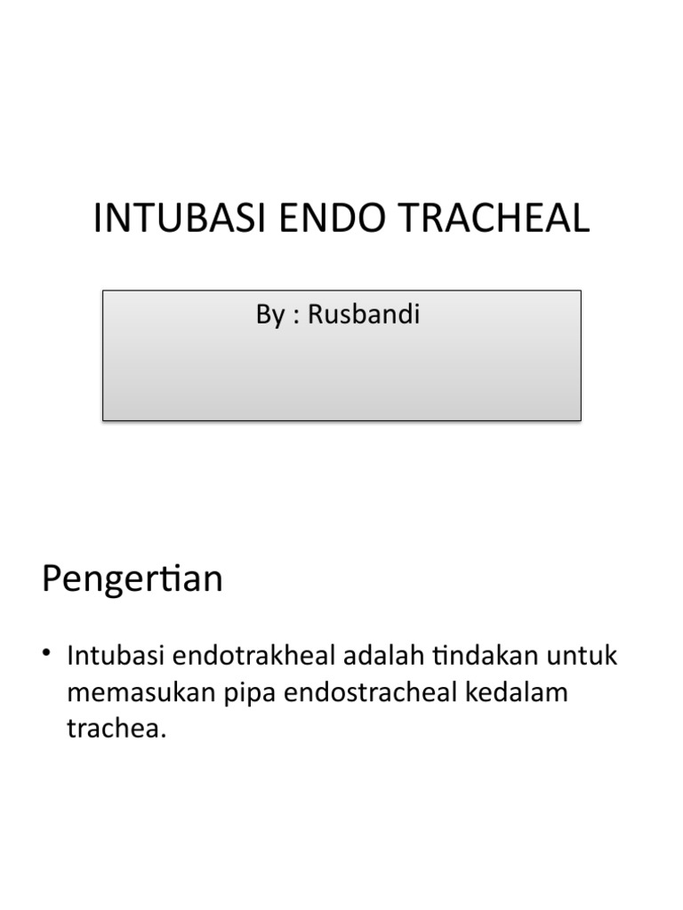 Panduan Intubasi Endotrakeal | PDF