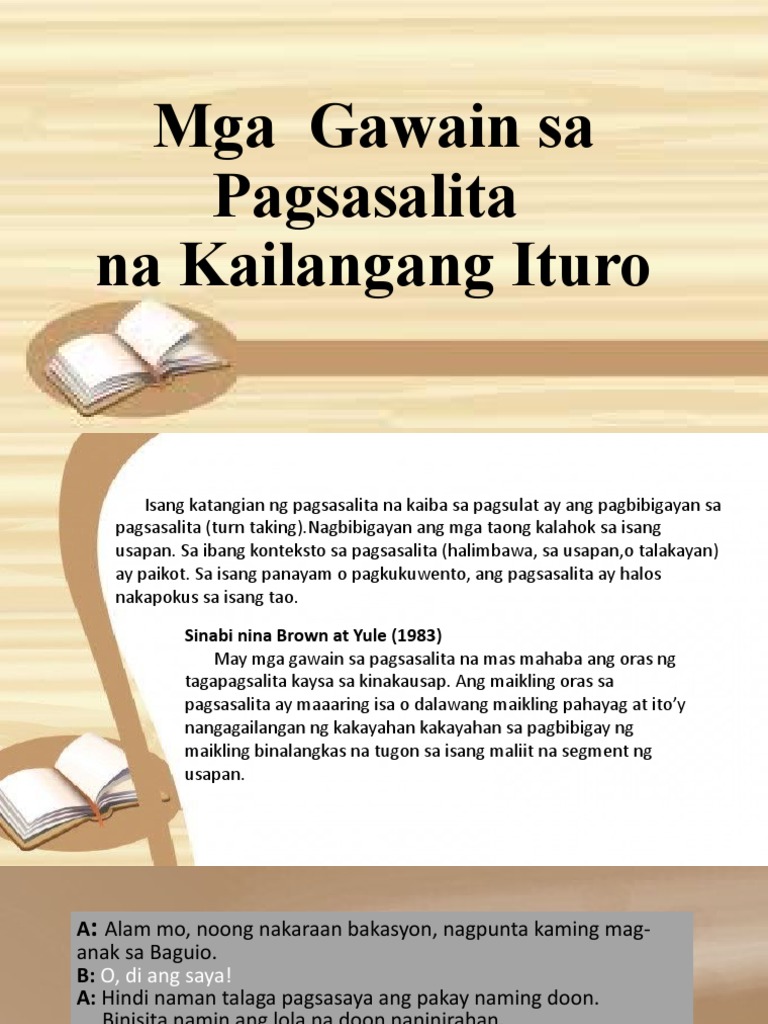 Mga Gawain Sa Pagsasalita | PDF