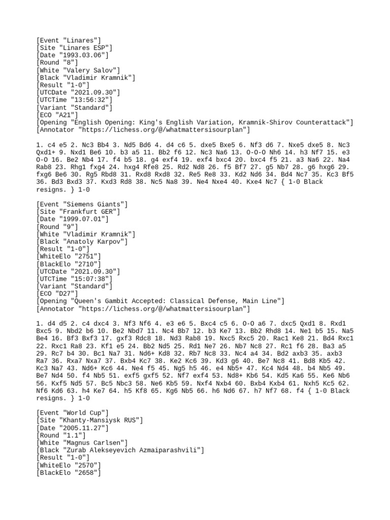 Queenless Middlegames - Part 4 - Kramnik, Magnus and Salov | PDF ...