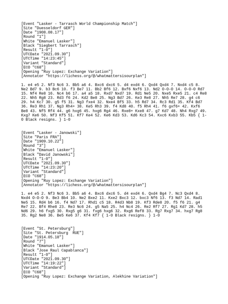 Queenless Middlegames - Part 1 - Lasker | PDF | Board Games ...