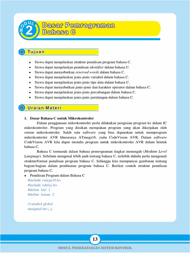 Panduan Dasar Bahasa C untuk Mikrokontroler | PDF