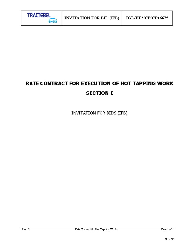 Rate Contract For Execution of Hot Tapping Work Section I: Invitation ...