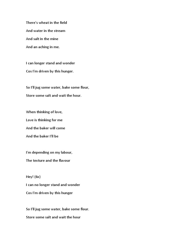 Song of A Baker | PDF