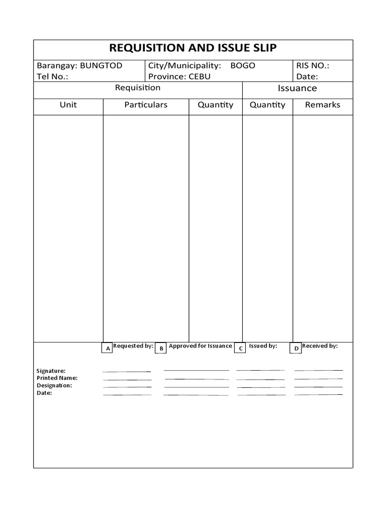 Requisition and Issue Slip Template | PDF
