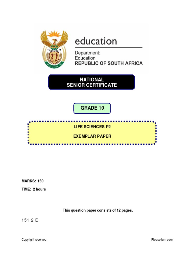 Grade 10 Provincial Exam Life Sciences P2 (English) Examplar 2006 ...