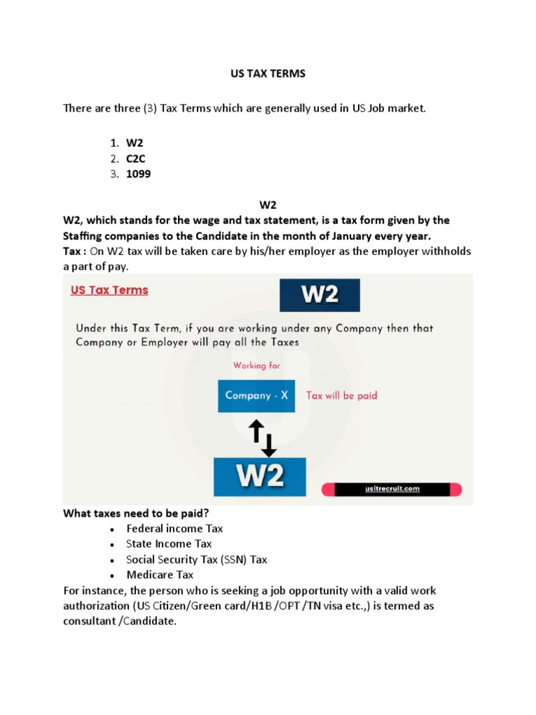 US Tax Terms | PDF | H 1 B Visa | Payroll Tax