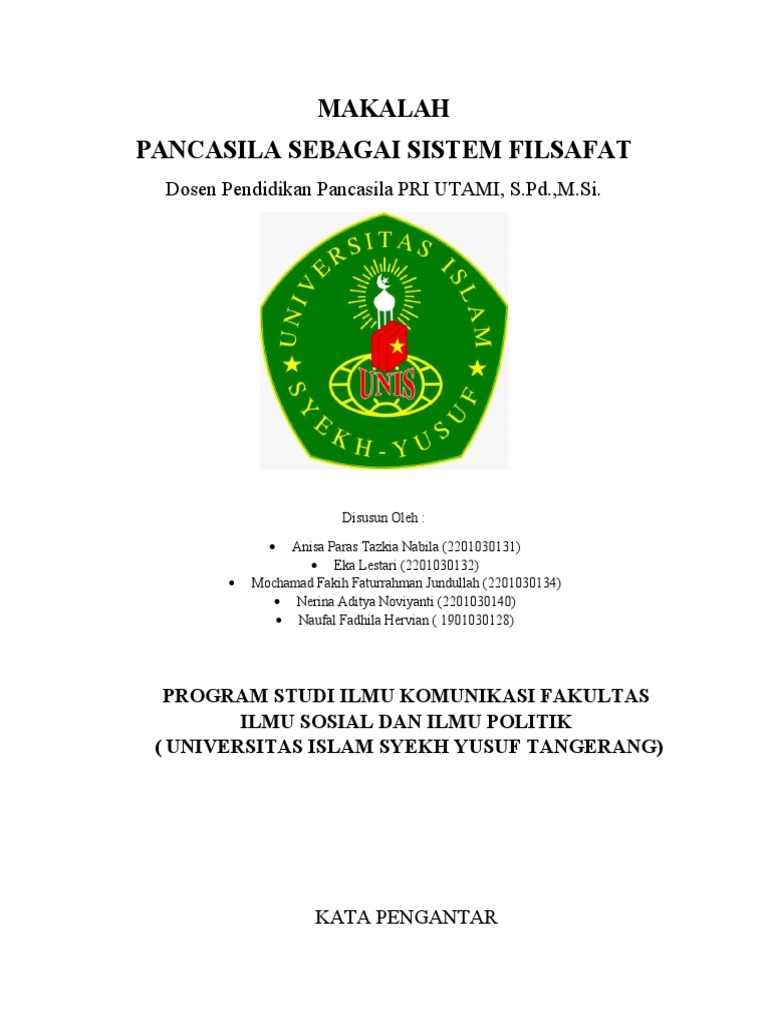 MAKALAH PEND PANCASILA (Pancasila Sebagai Sistem Filsafat) | PDF