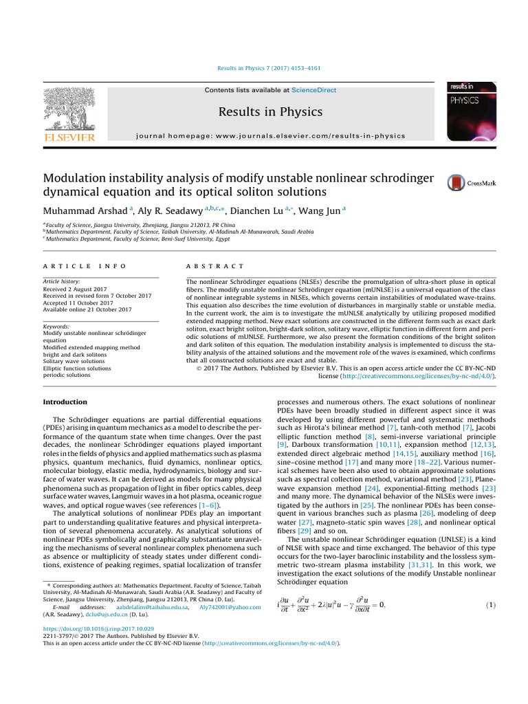 Modulation Instability Analysis of Modify Unstable Nonlinear ...